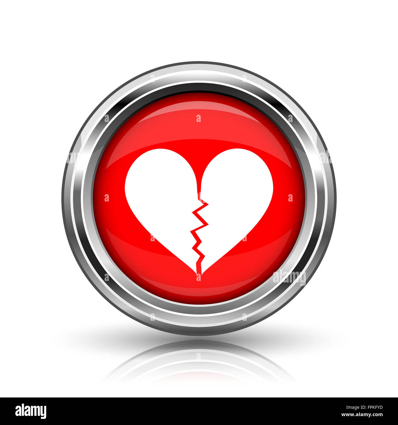 Broken heart icon. Shiny glossy internet button on white background ...