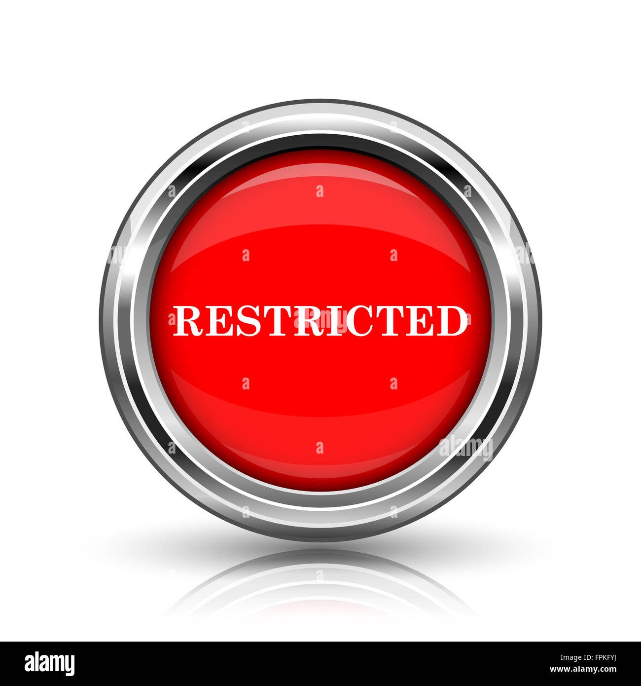 Restricted icon. Shiny glossy internet button on white background Stock ...