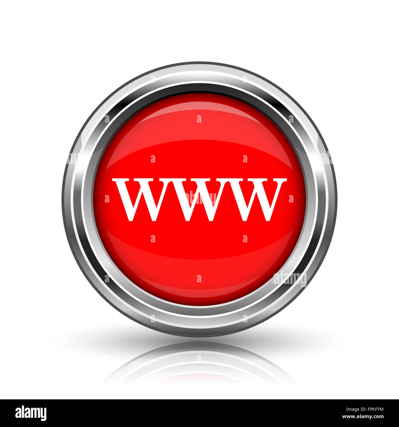WWW icon. Shiny glossy internet button on white background Stock Photo ...