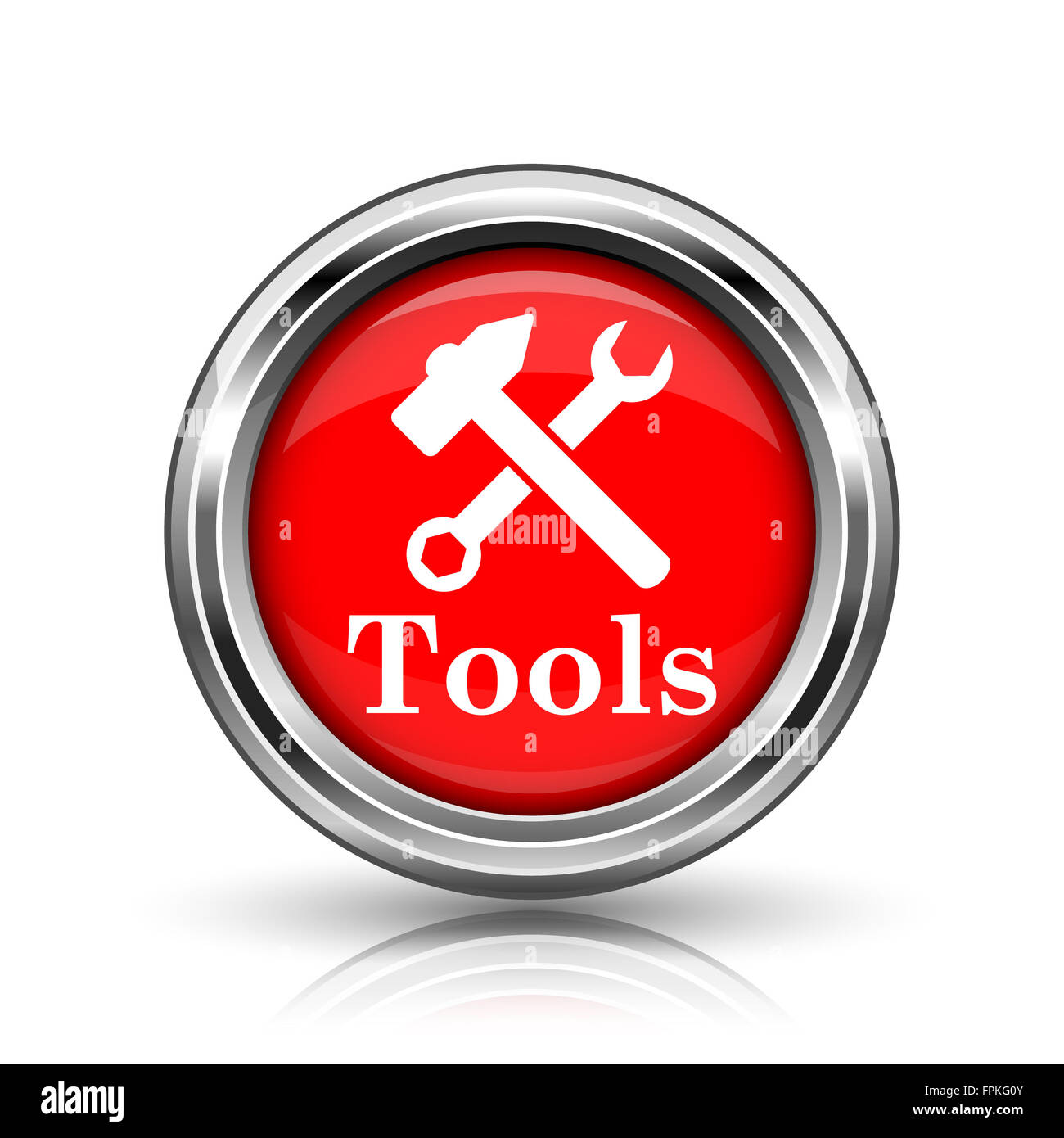 Tools icon. Shiny glossy internet button on white background Stock ...