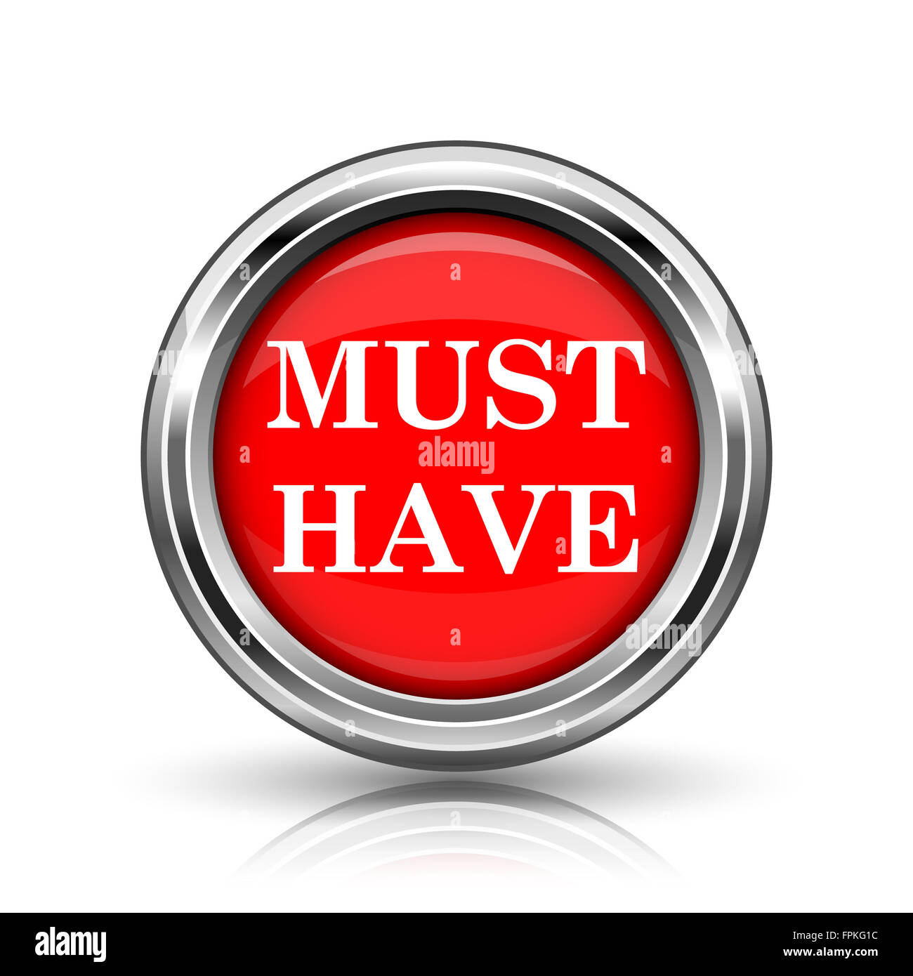 Must have icon. Shiny glossy internet button on white background Stock ...