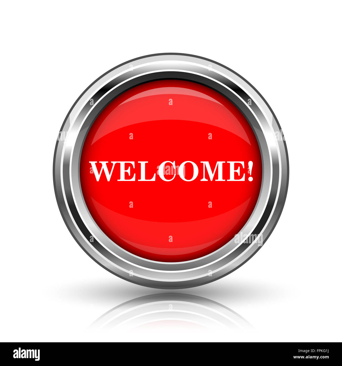 Welcome icon. Shiny glossy internet button on white background Stock ...