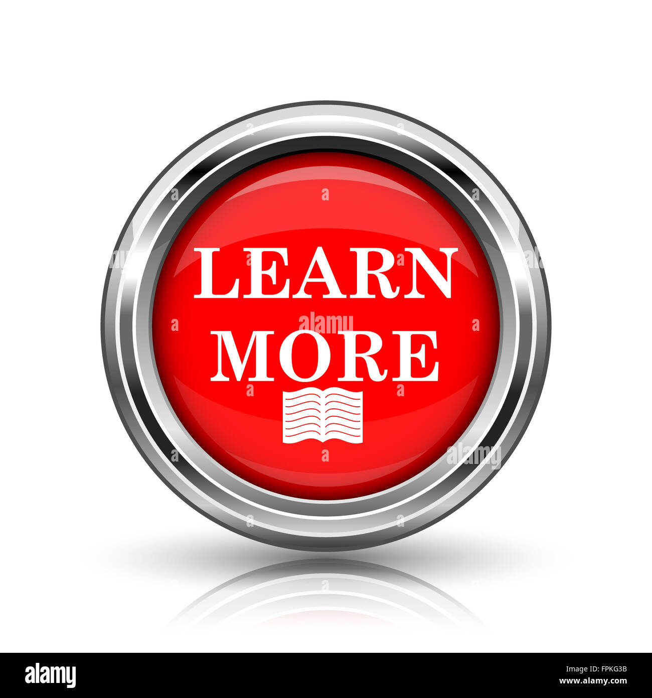 Learn more icon. Shiny glossy internet button on white background Stock ...