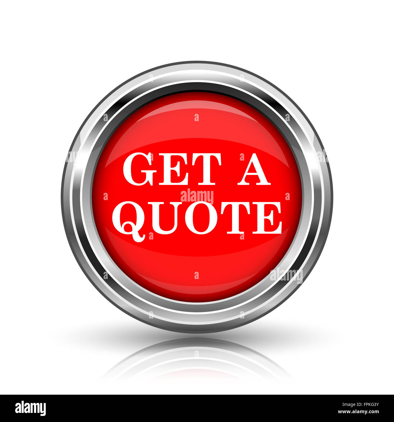 Get a quote icon. Shiny glossy internet button on white background ...