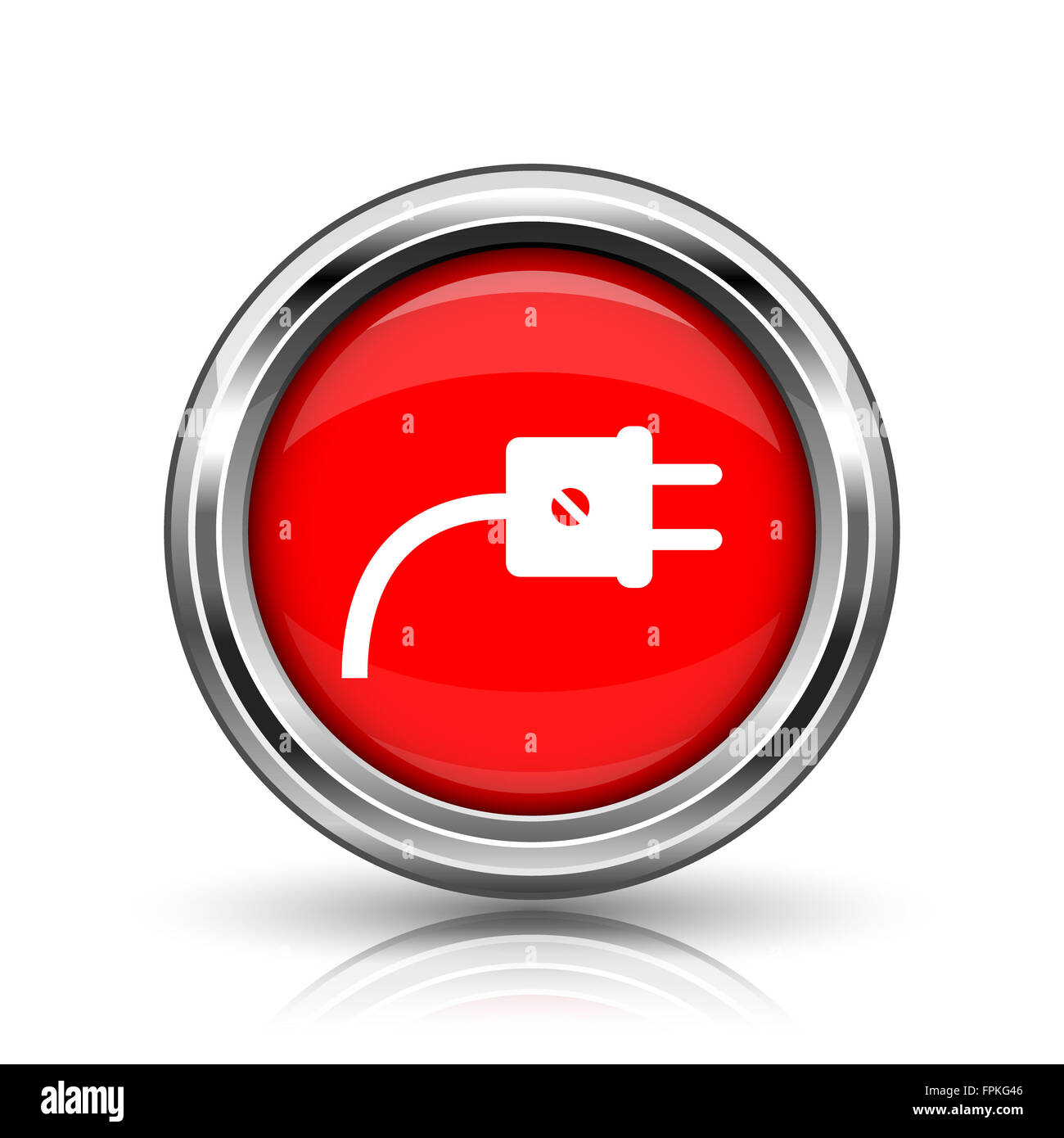 Plug icon. Shiny glossy internet button on white background Stock Photo ...