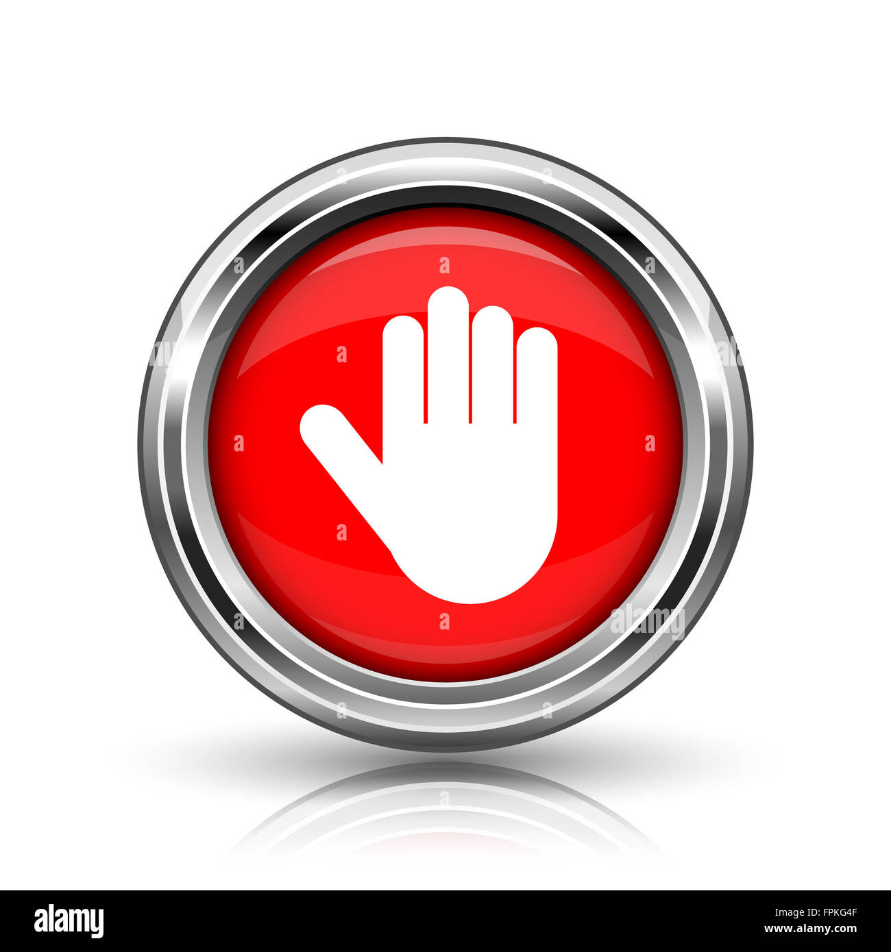 Stop icon. Shiny glossy internet button on white background Stock Photo ...