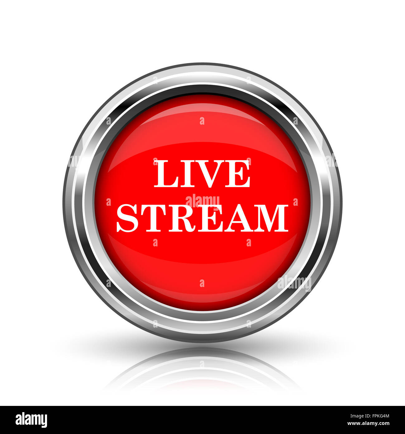 Live stream icon. Shiny glossy internet button on white background ...