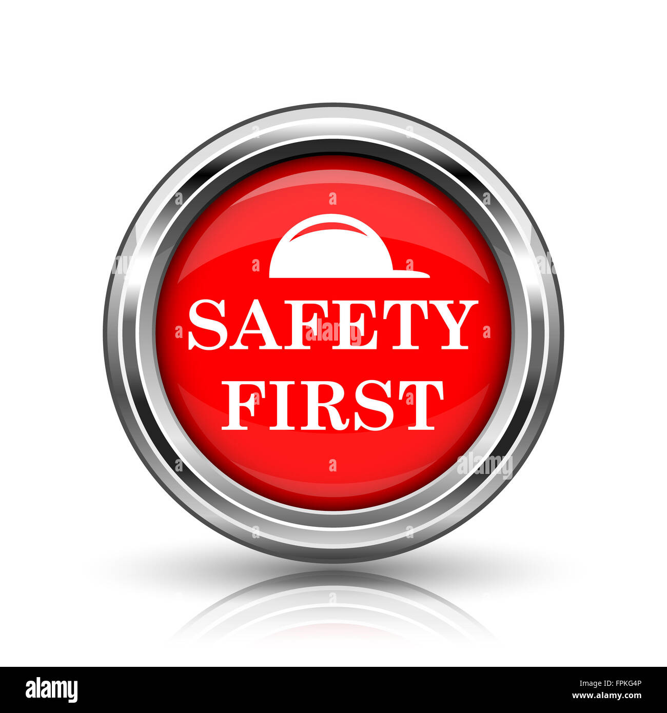 Safety first icon. Shiny glossy internet button on white background ...