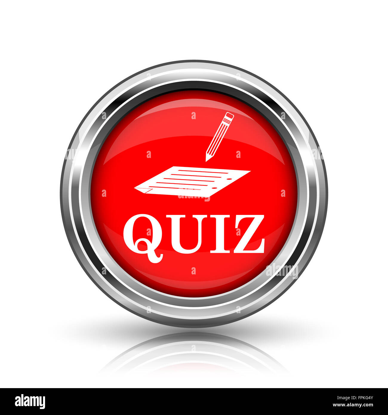Quiz icon. Shiny glossy internet button on white background Stock Photo ...