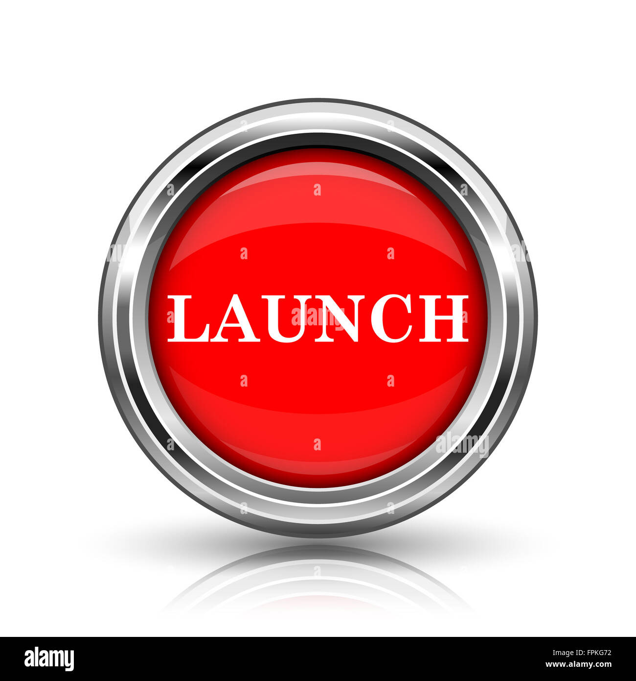 Launch icon. Shiny glossy internet button on white background Stock ...