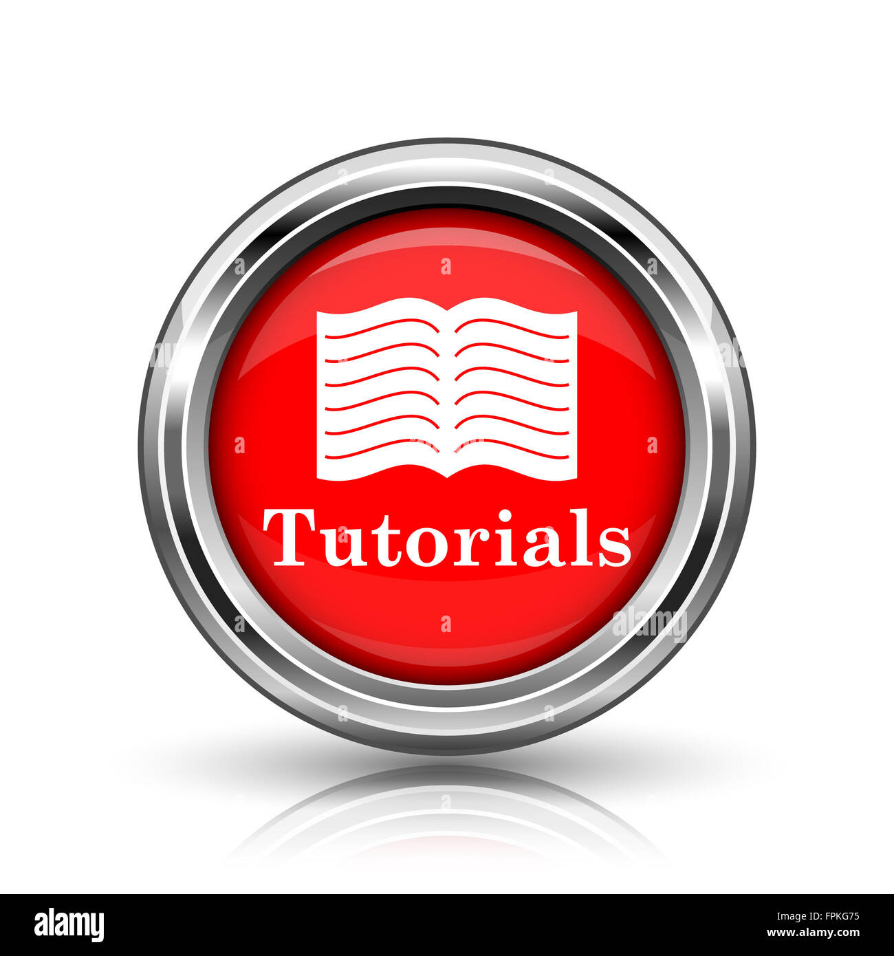 Tutorials icon. Shiny glossy internet button on white background Stock ...