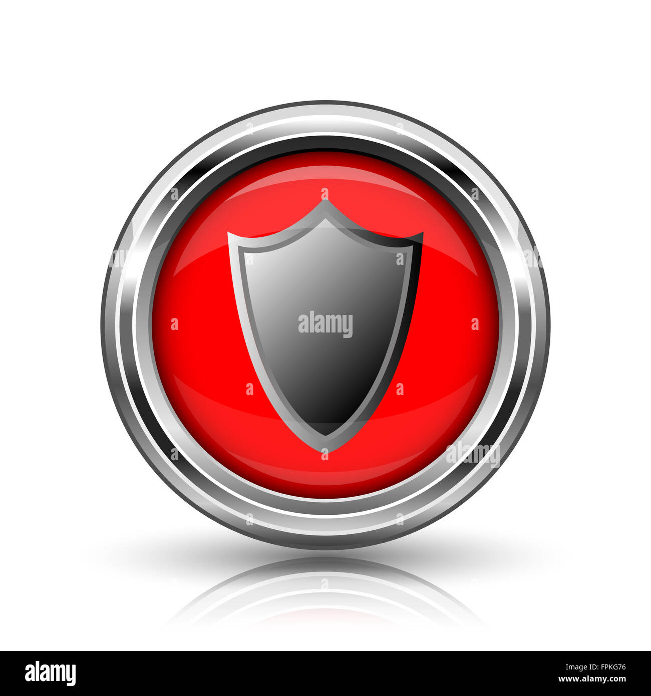Shield icon. Shiny glossy internet button on white background Stock ...