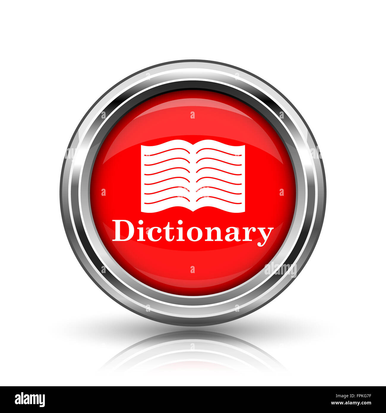 Dictionary icon. Shiny glossy internet button on white background Stock ...