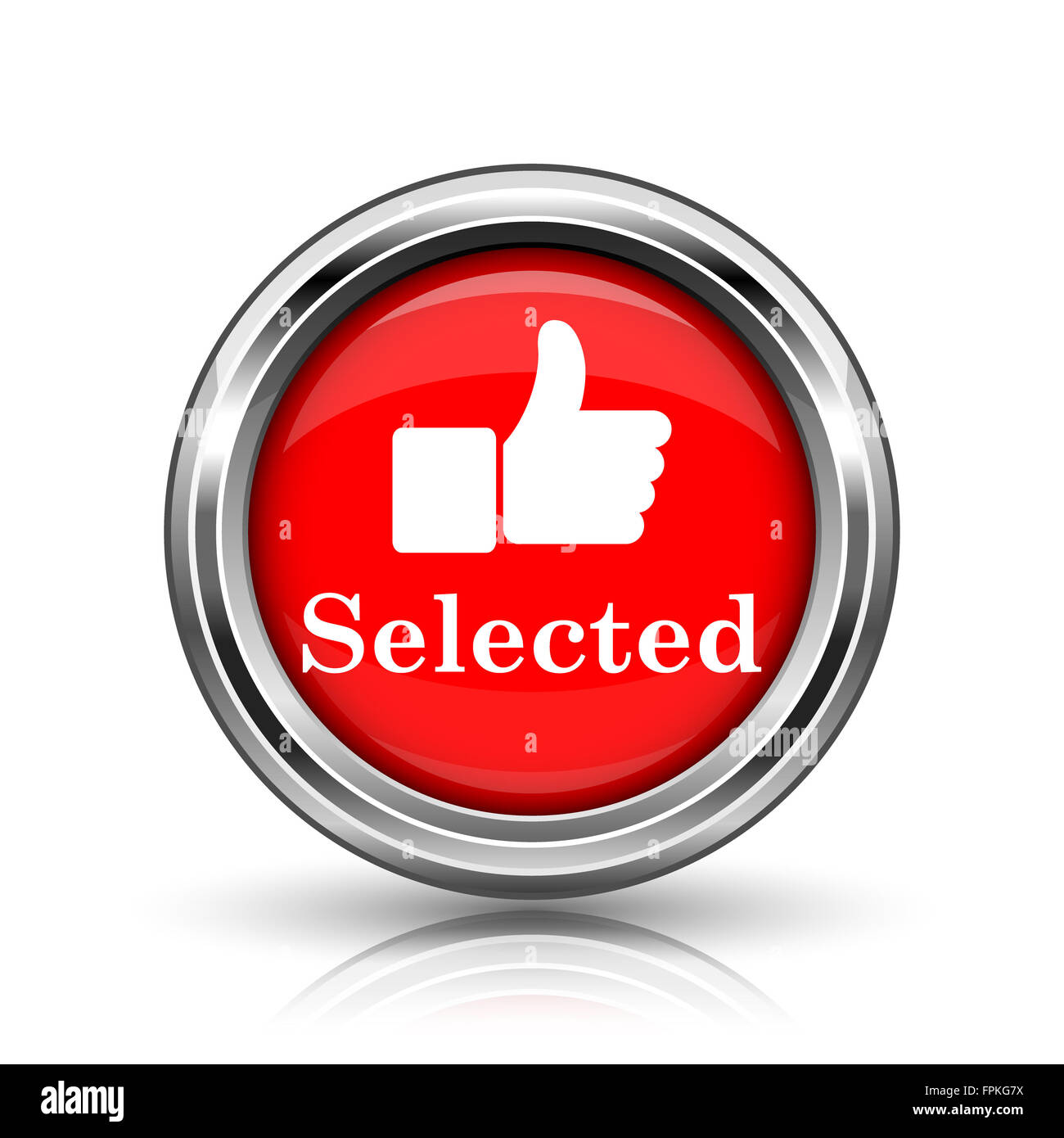 Selected icon. Shiny glossy internet button on white background Stock ...