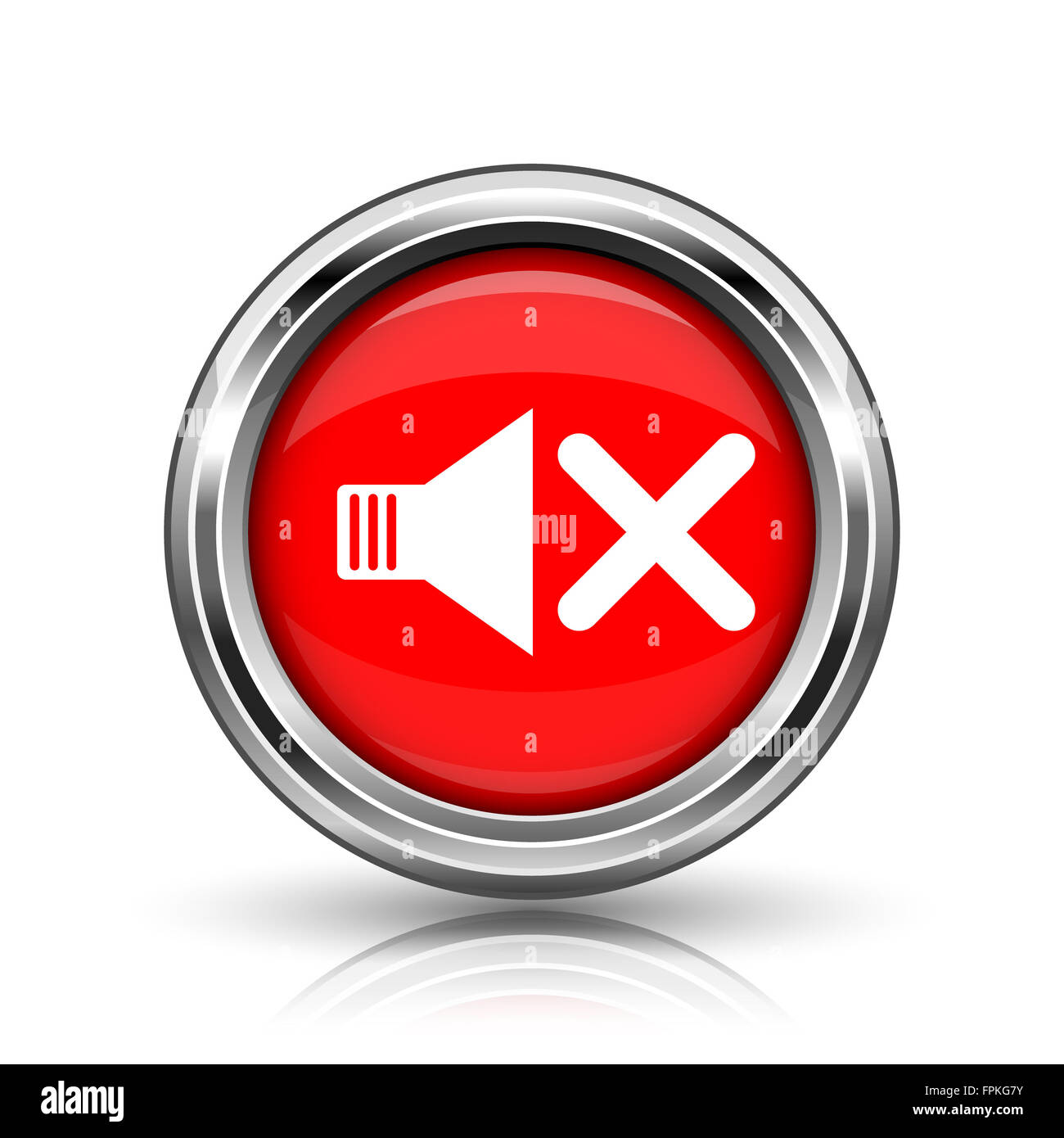 No sound icon. Shiny glossy internet button on white background Stock ...