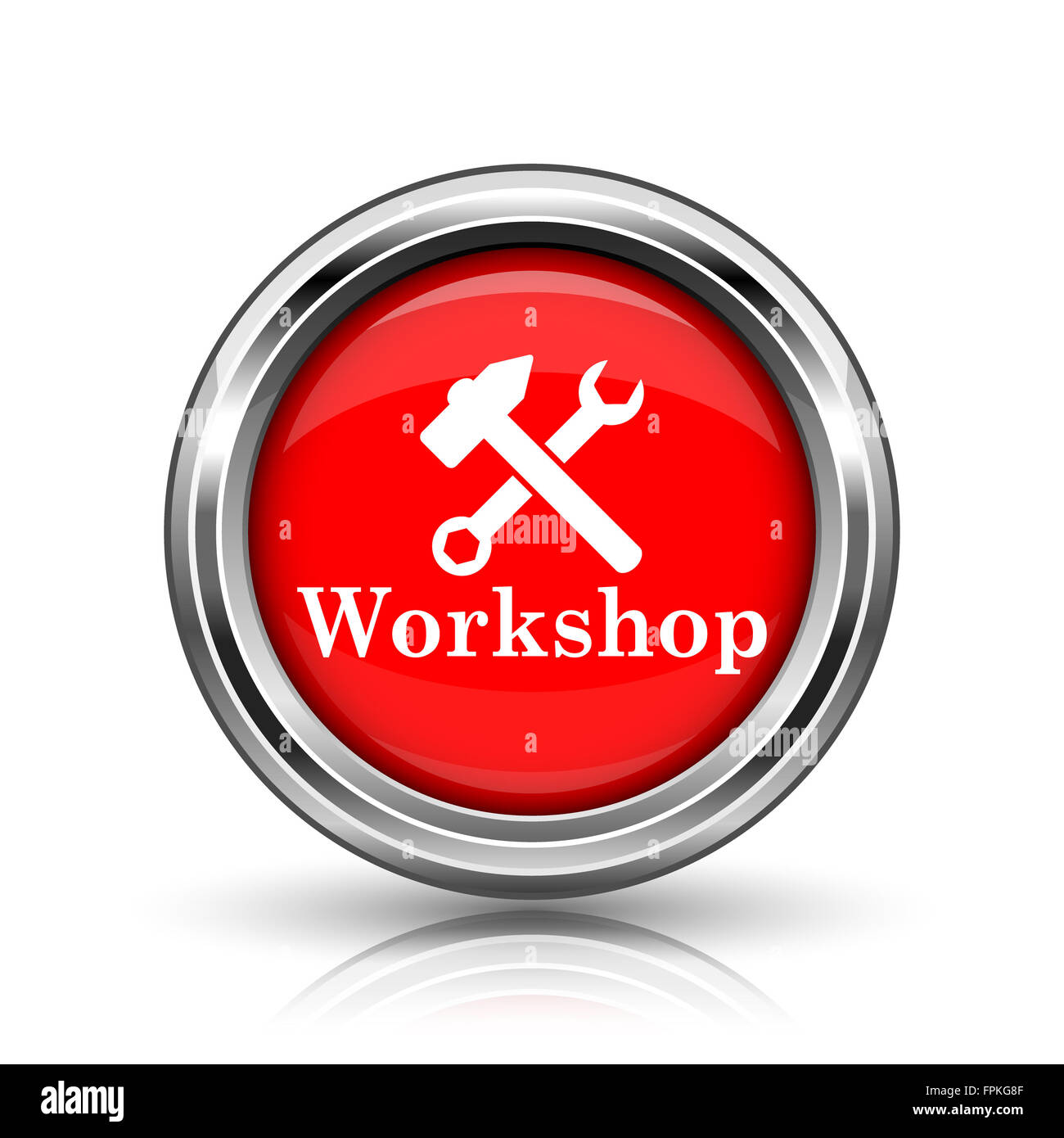 Workshop icon. Shiny glossy internet button on white background Stock ...