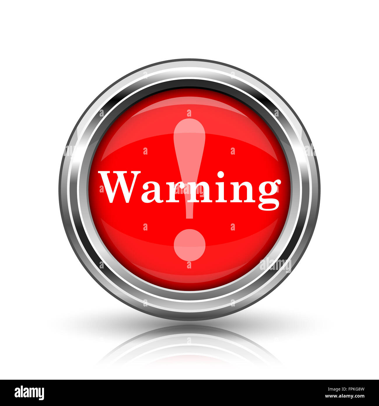 Warning icon. Shiny glossy internet button on white background Stock ...