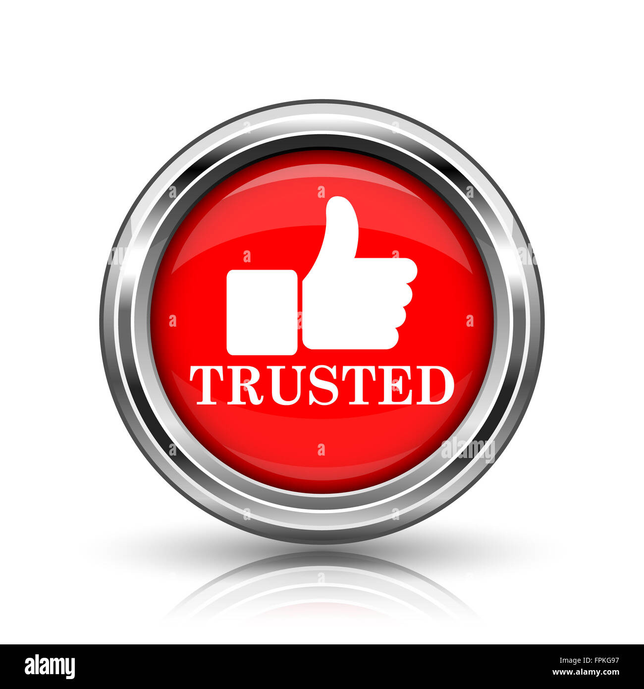 Trusted icon. Shiny glossy internet button on white background Stock ...