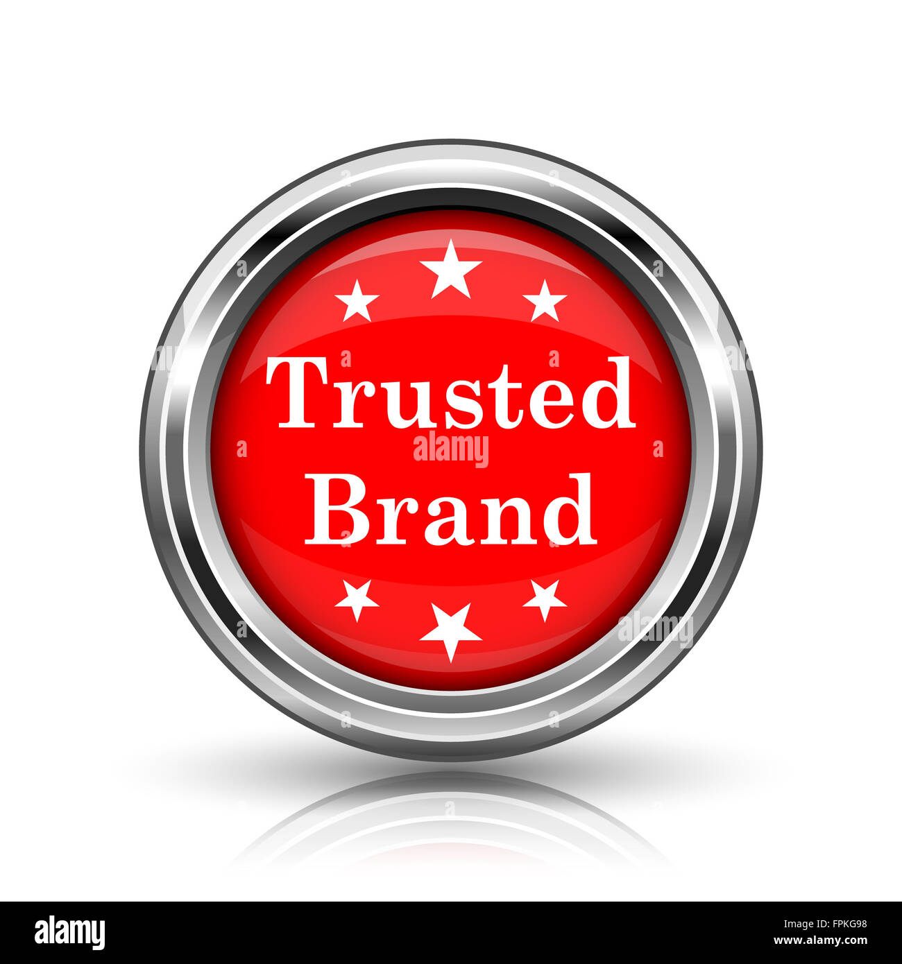 Trusted brand icon. Shiny glossy internet button on white background ...