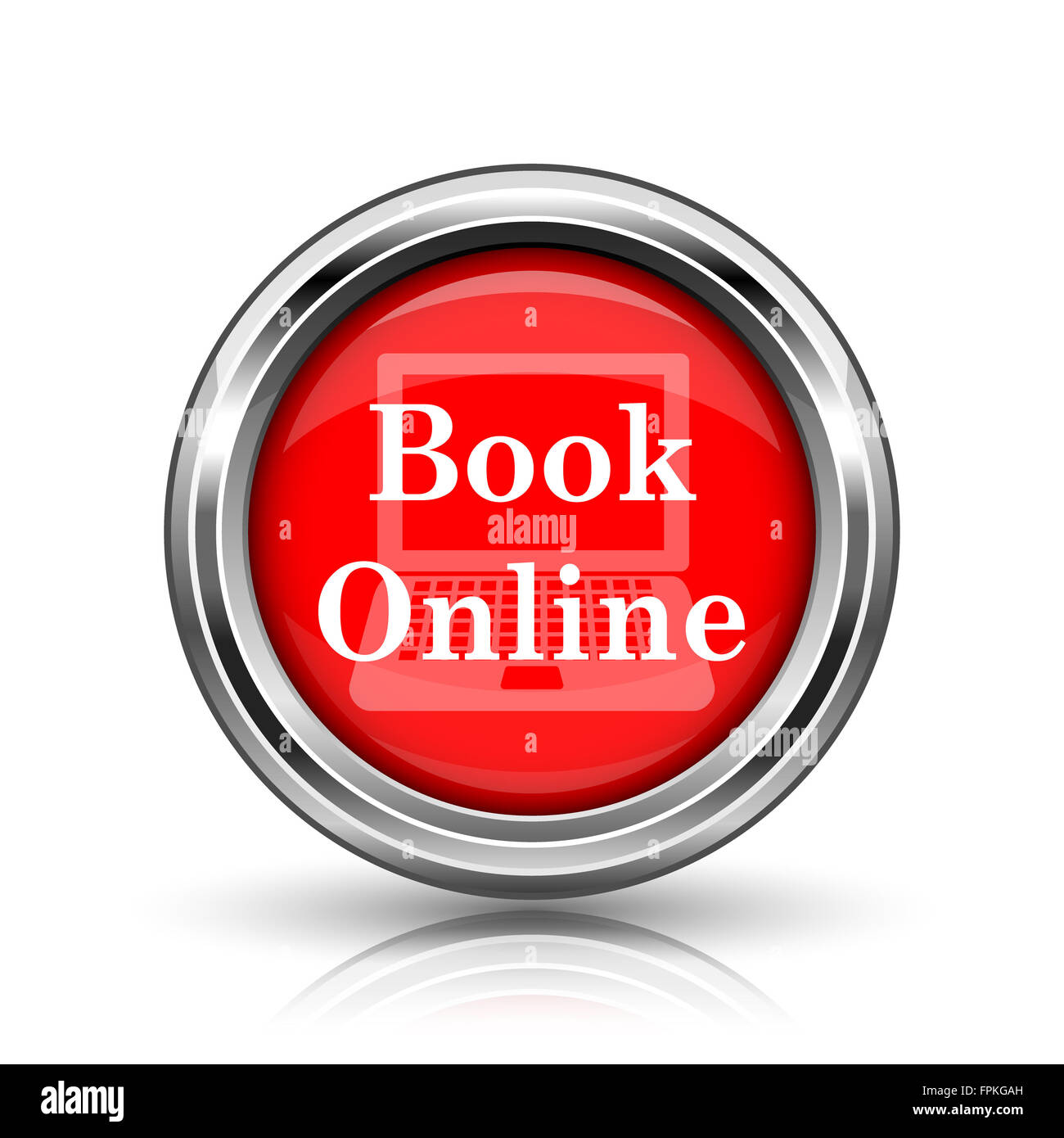 Book online icon. Shiny glossy internet button on white background ...