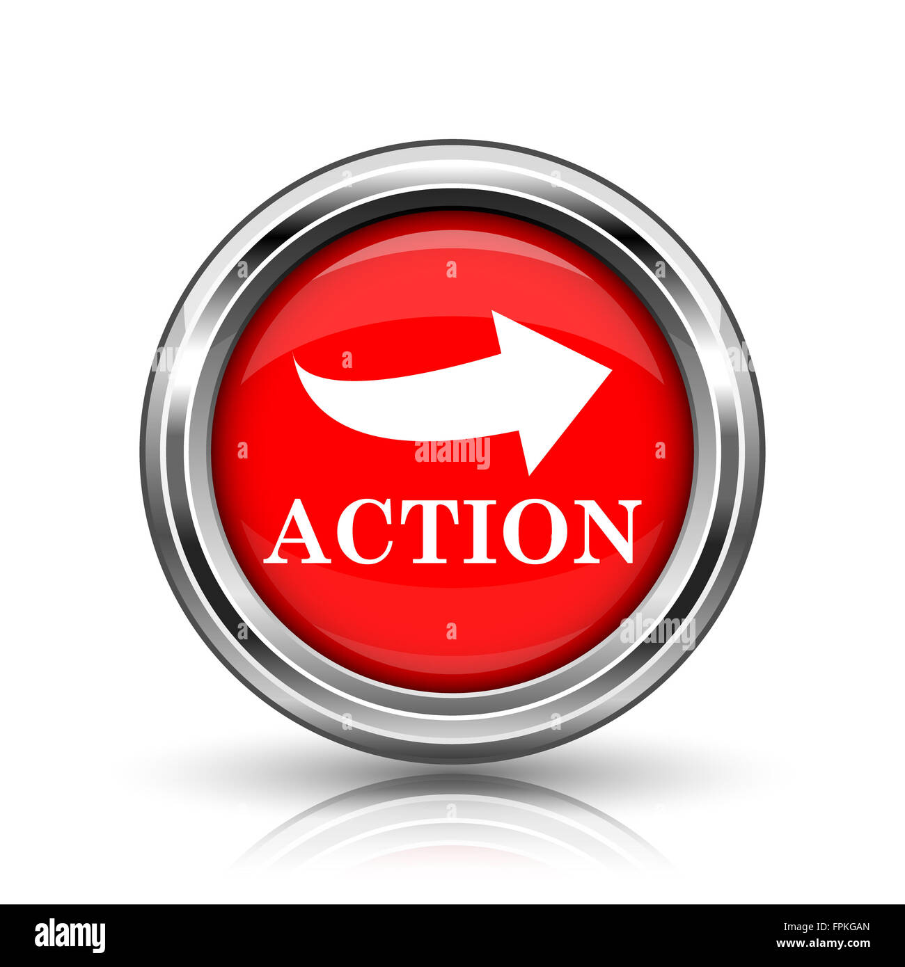 Action icon. Shiny glossy internet button on white background Stock ...
