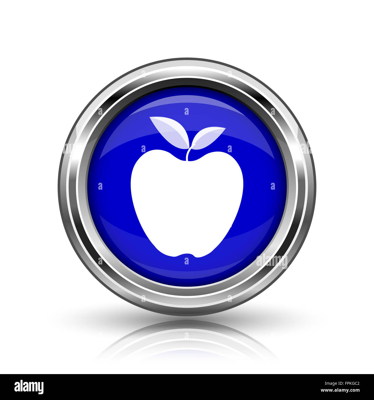 Apple icon. Shiny glossy internet button on white background Stock ...