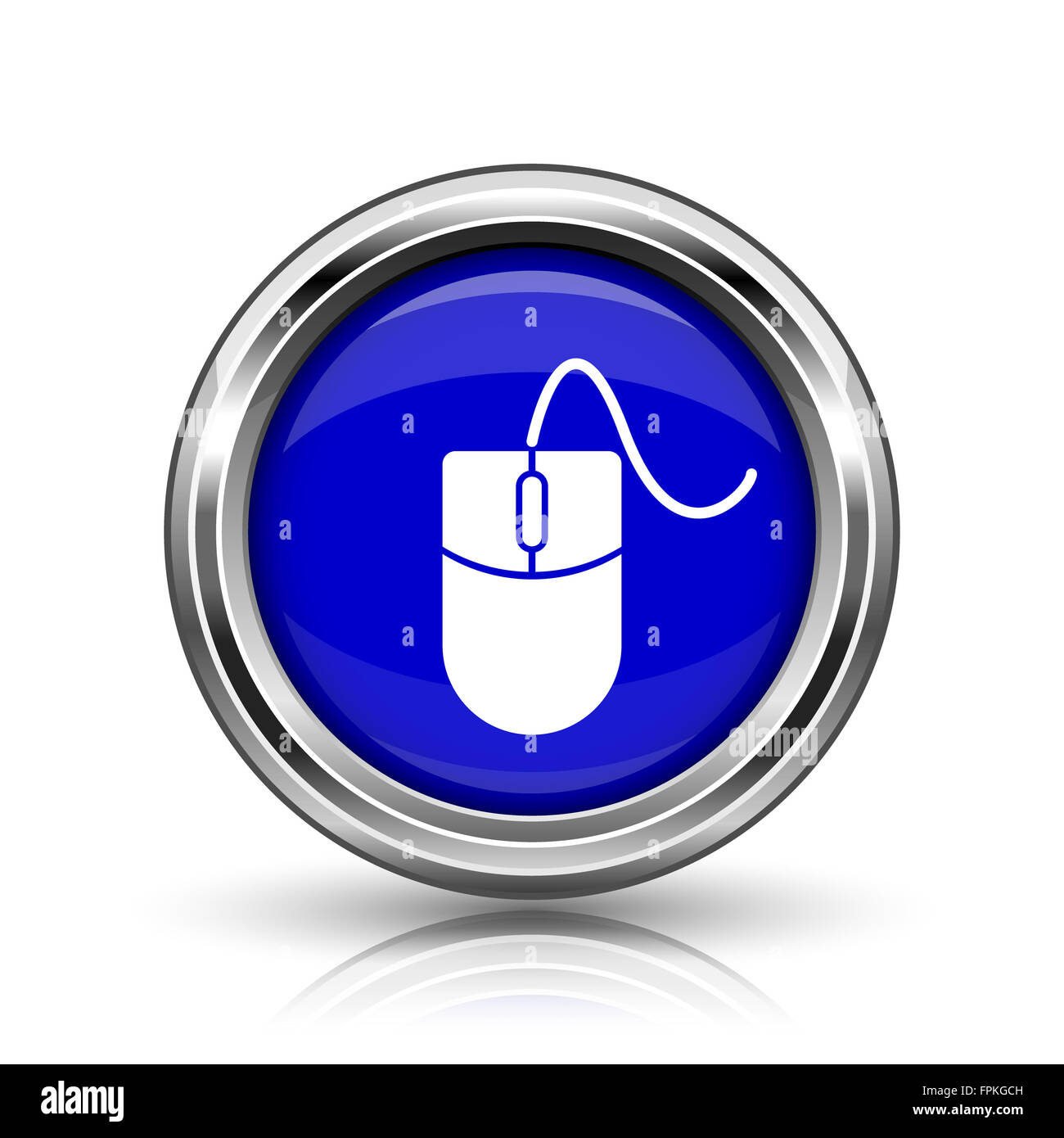 Mouse icon. Shiny glossy internet button on white background Stock ...