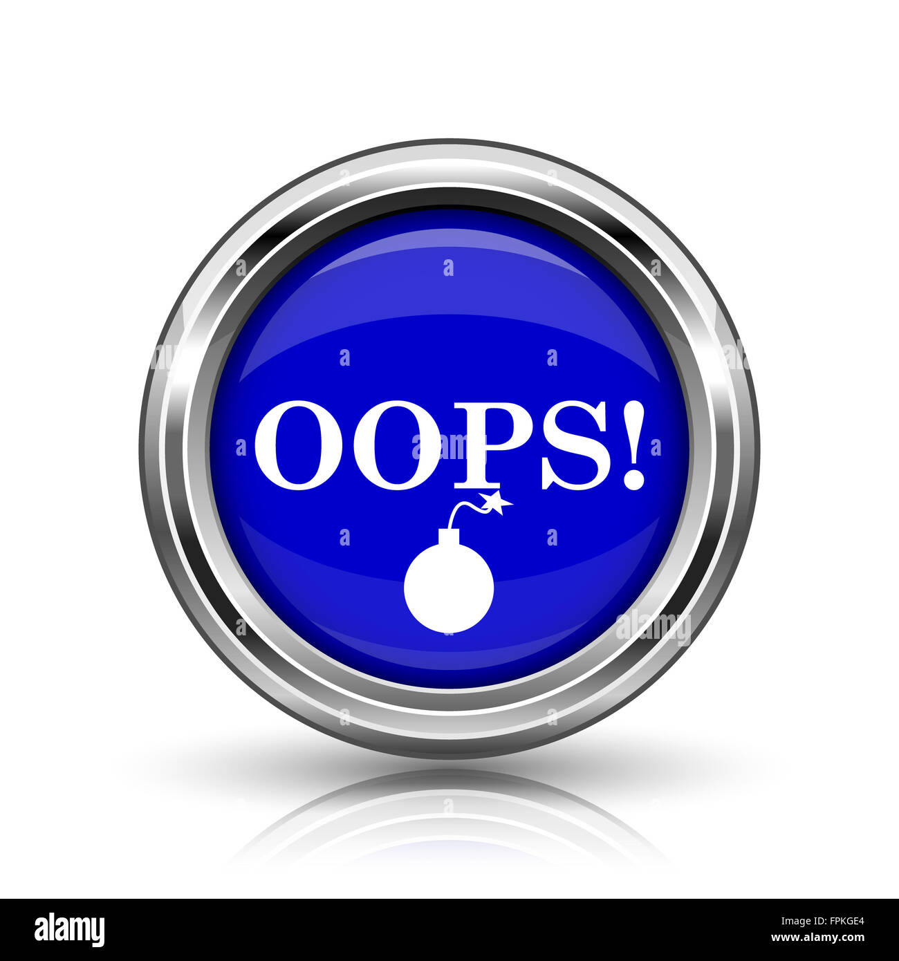 Oops icon. Shiny glossy internet button on white background Stock Photo ...