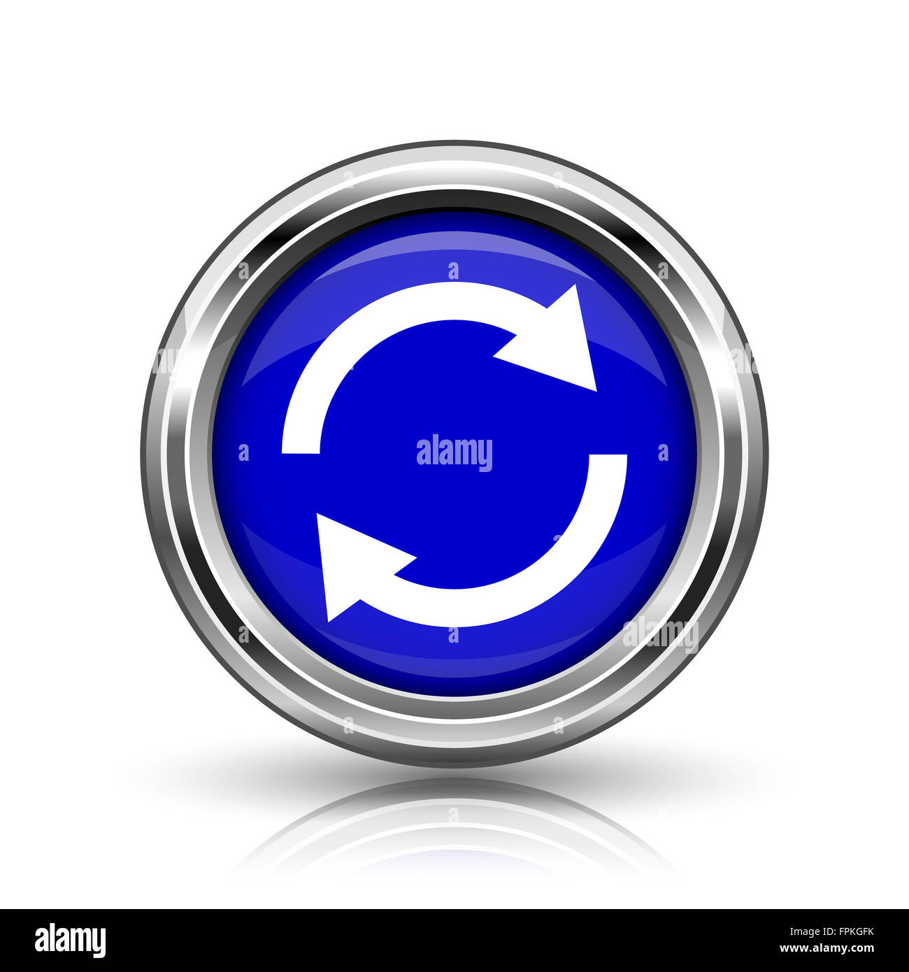 Reload two arrows icon. Shiny glossy internet button on white ...