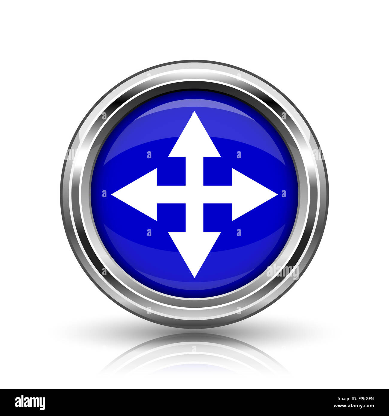 Full screen icon. Shiny glossy internet button on white background ...