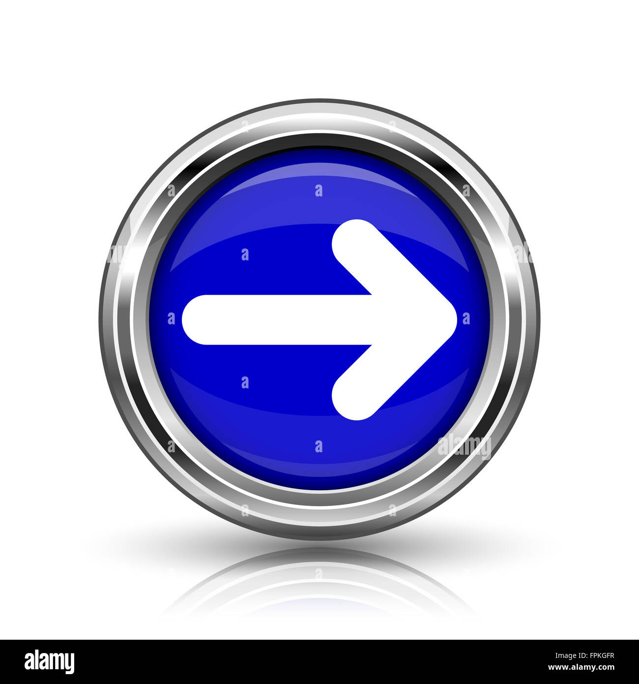 Right arrow icon. Shiny glossy internet button on white background ...