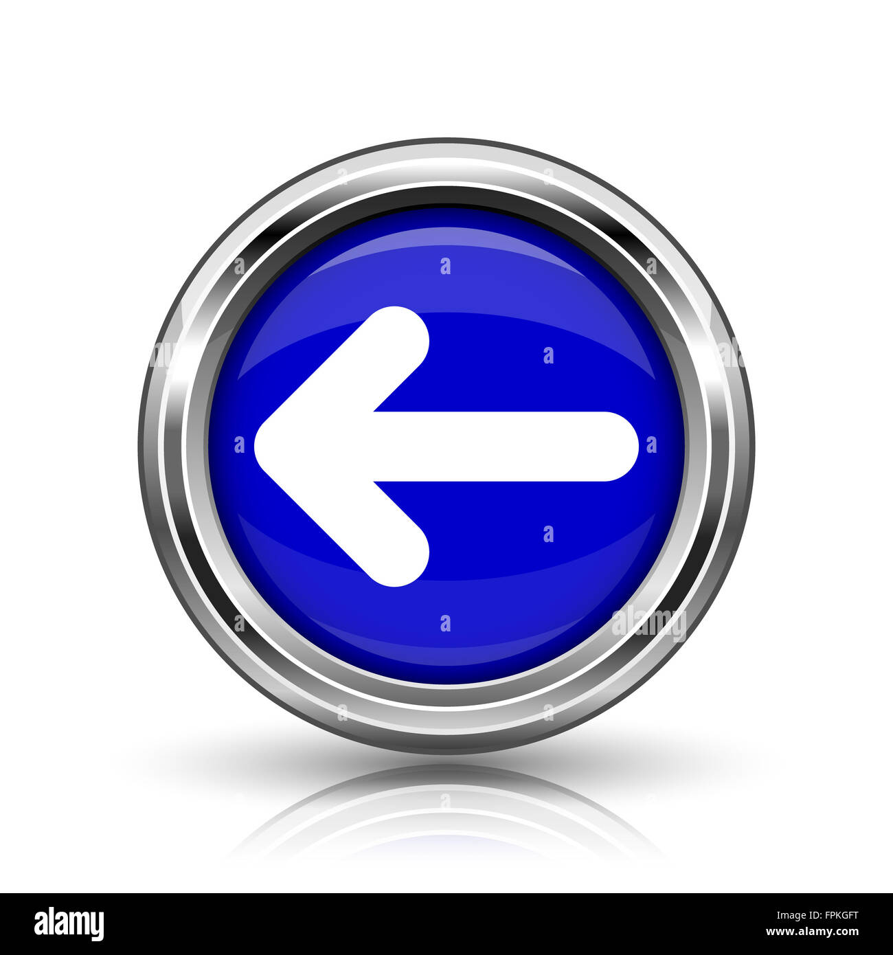 Left arrow icon. Shiny glossy internet button on white background Stock ...