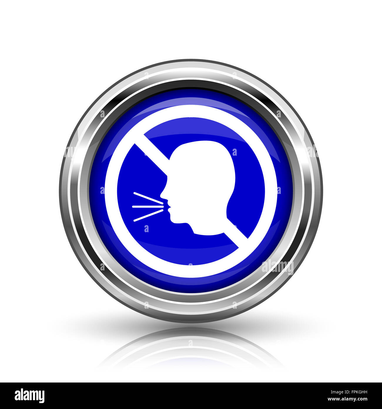 No talking icon. Shiny glossy internet button on white background Stock ...