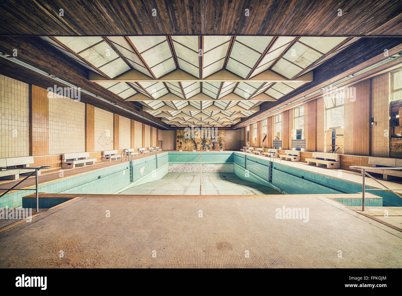 former swimming hall with ornate ceiling Stock Photo - Alamy