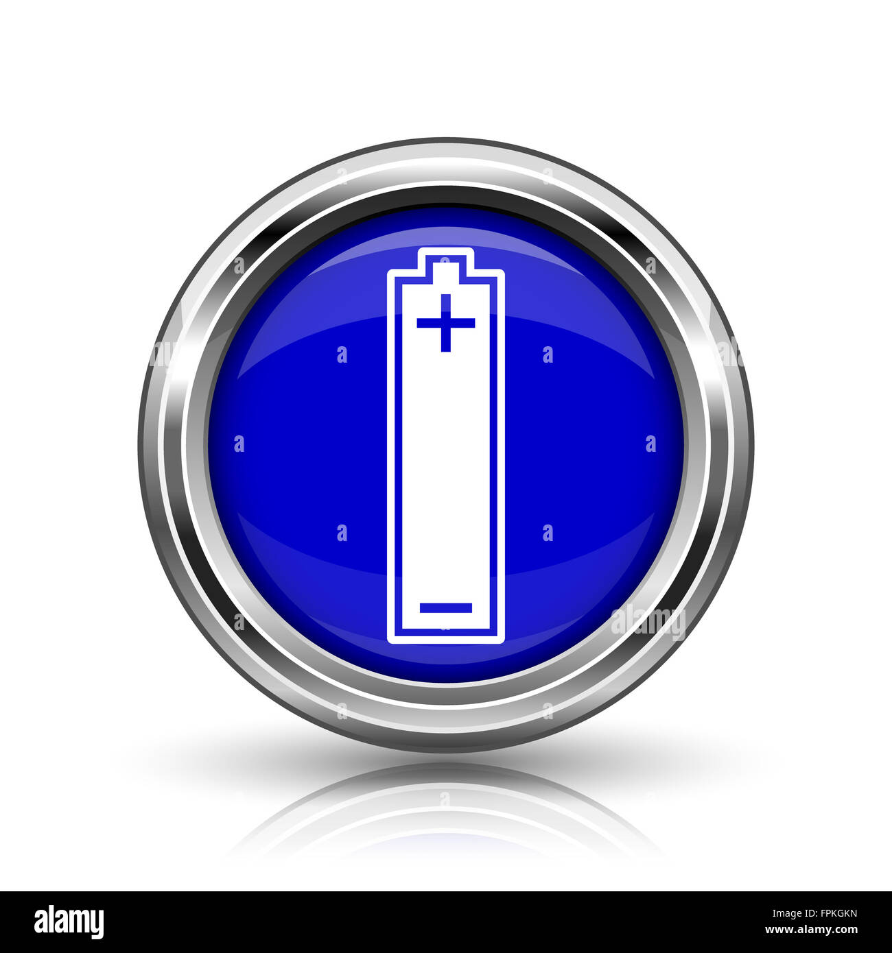 Battery icon. Shiny glossy internet button on white background Stock ...