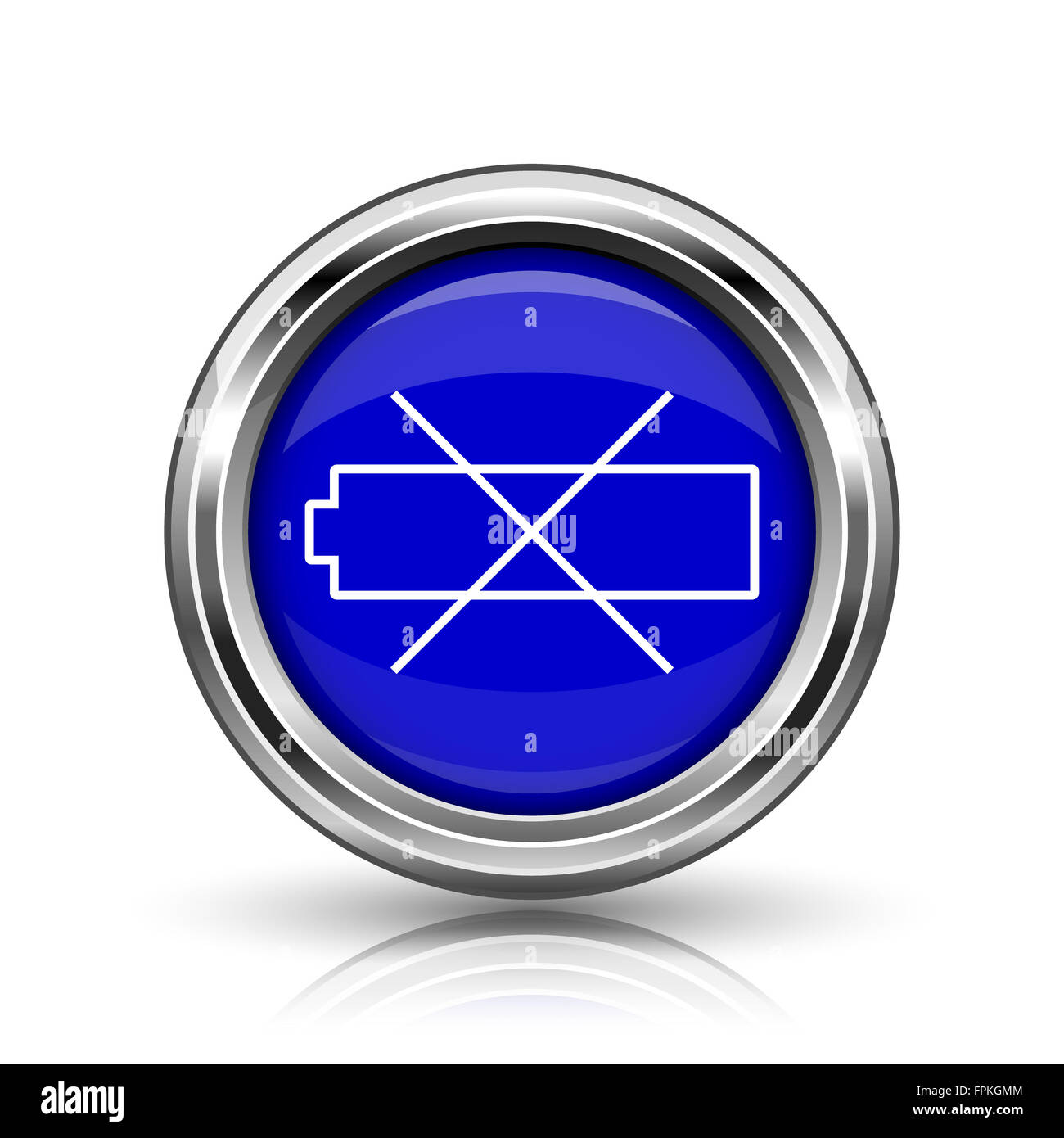 Empty battery icon. Shiny glossy internet button on white background ...