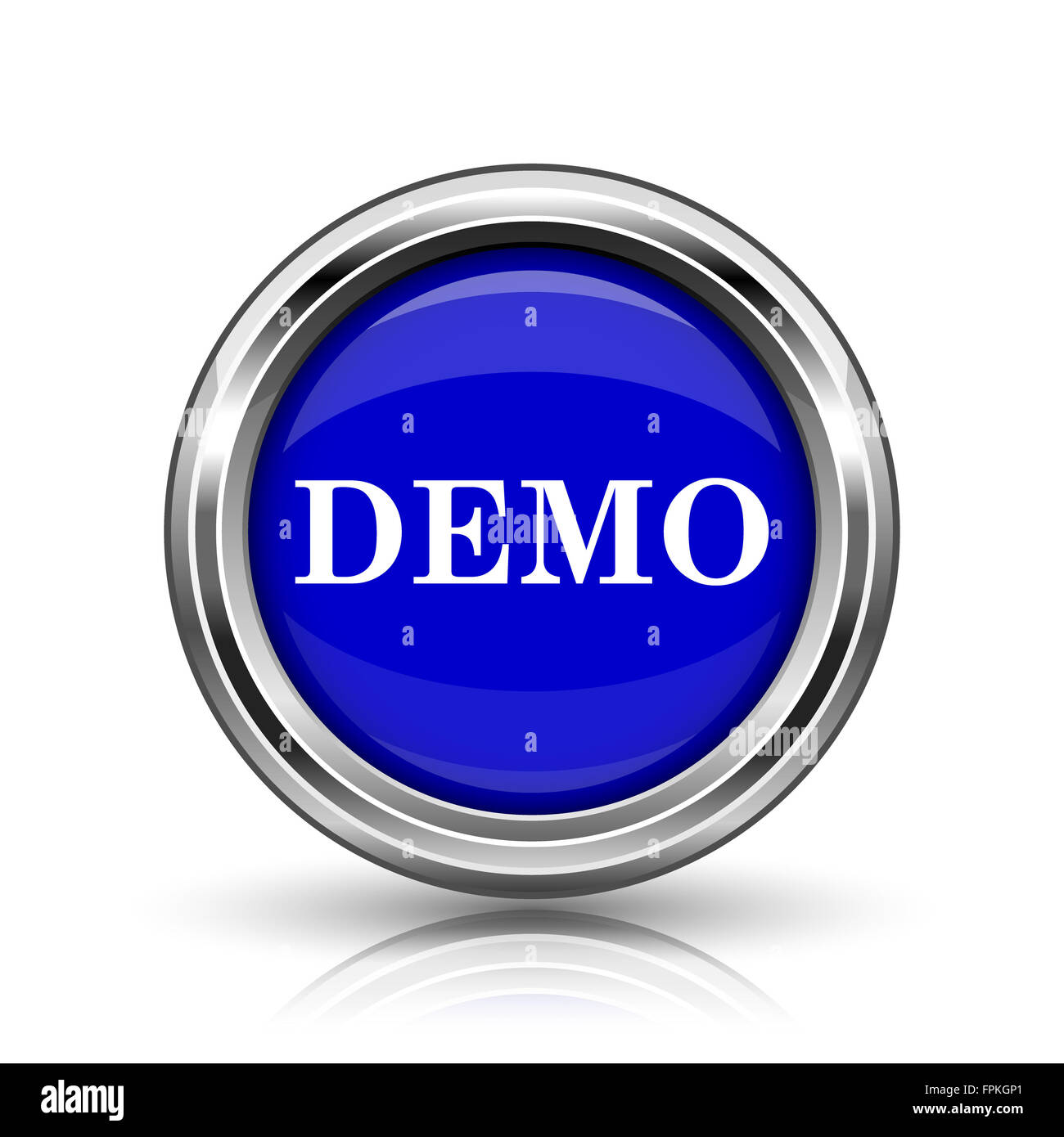 Demo icon. Shiny glossy internet button on white background Stock Photo ...