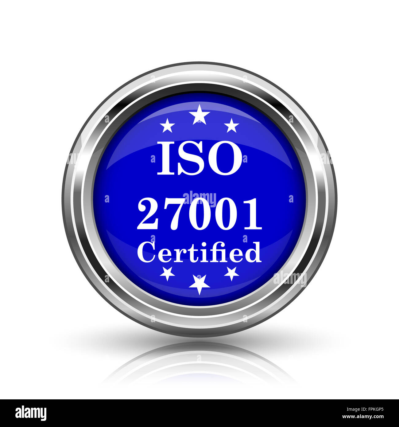ISO 27001 icon. Shiny glossy internet button on white background Stock ...
