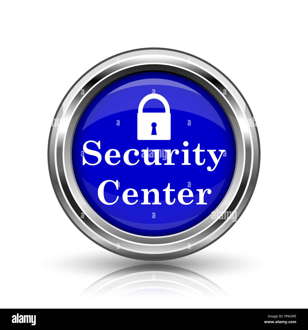 Security center icon. Shiny glossy internet button on white background ...