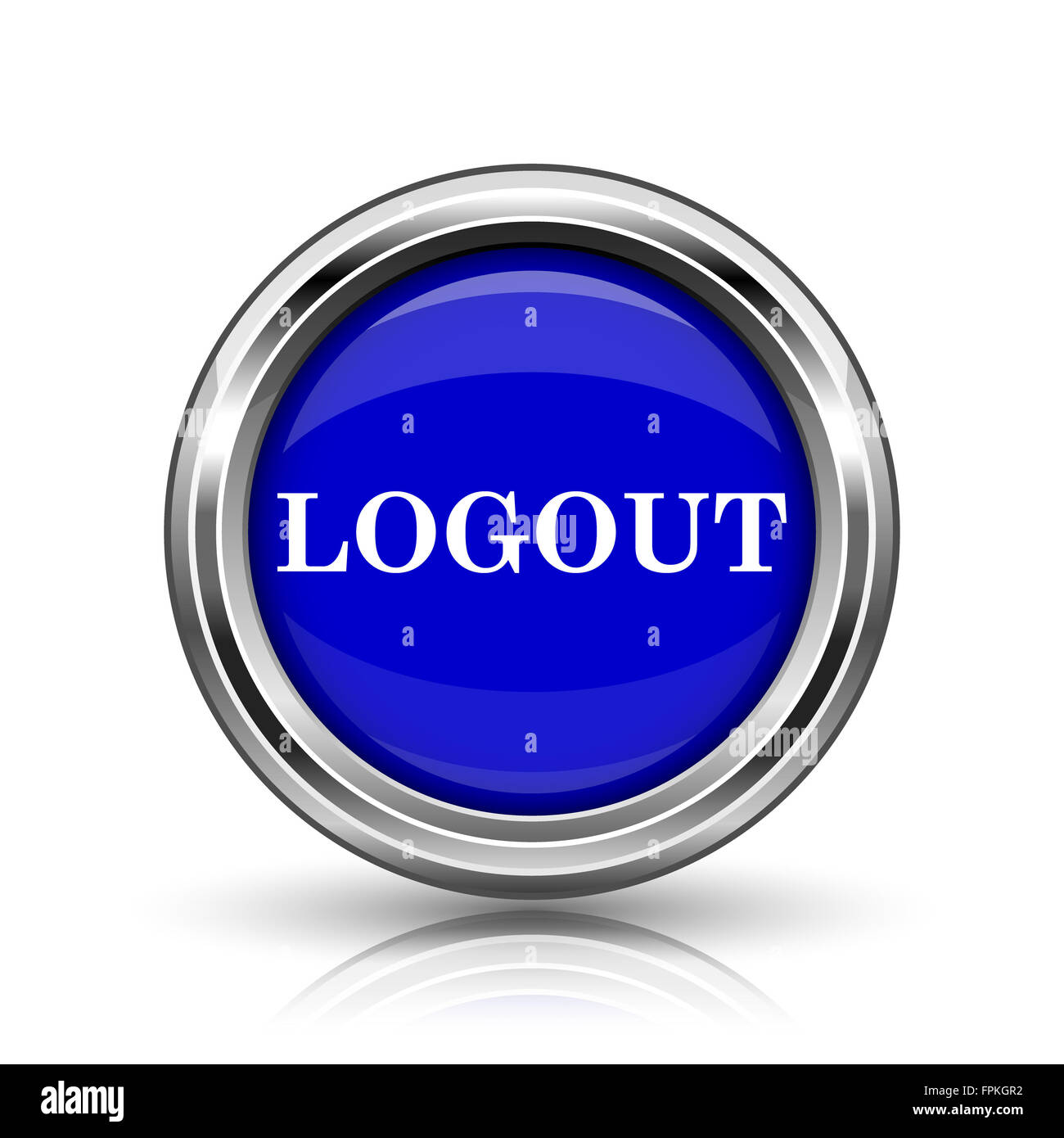 Logout icon. Shiny glossy internet button on white background Stock ...