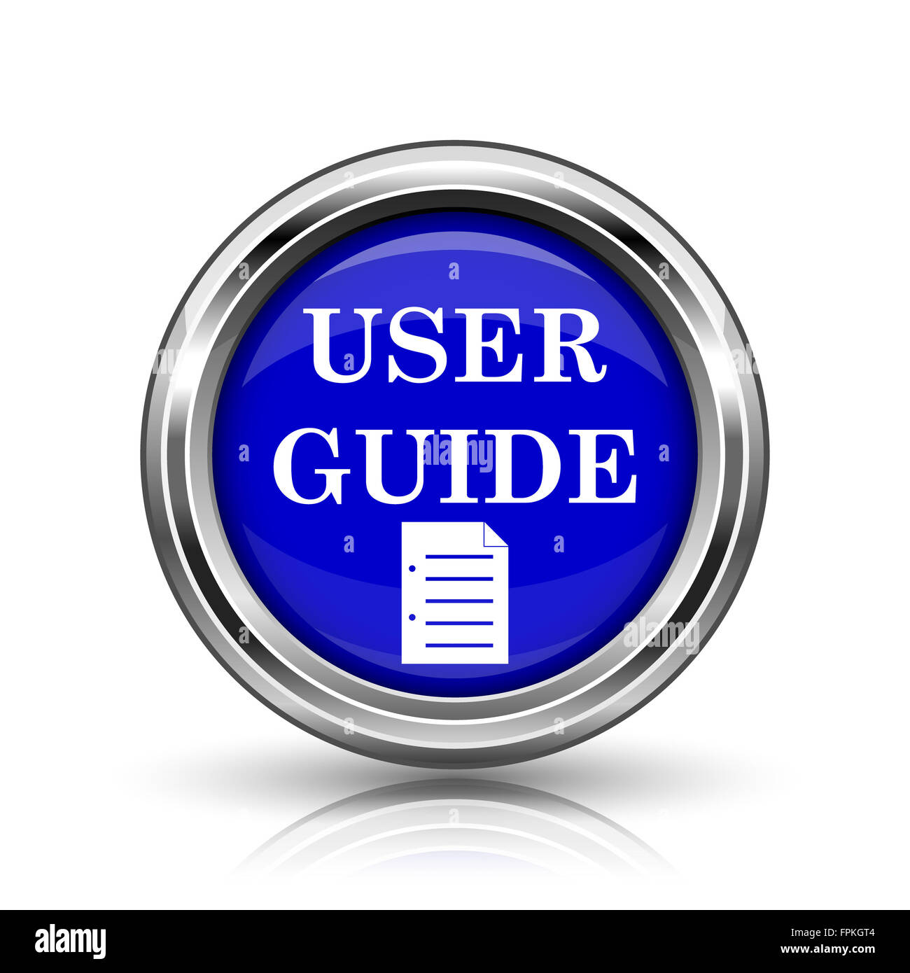 User guide icon. Shiny glossy internet button on white background Stock ...
