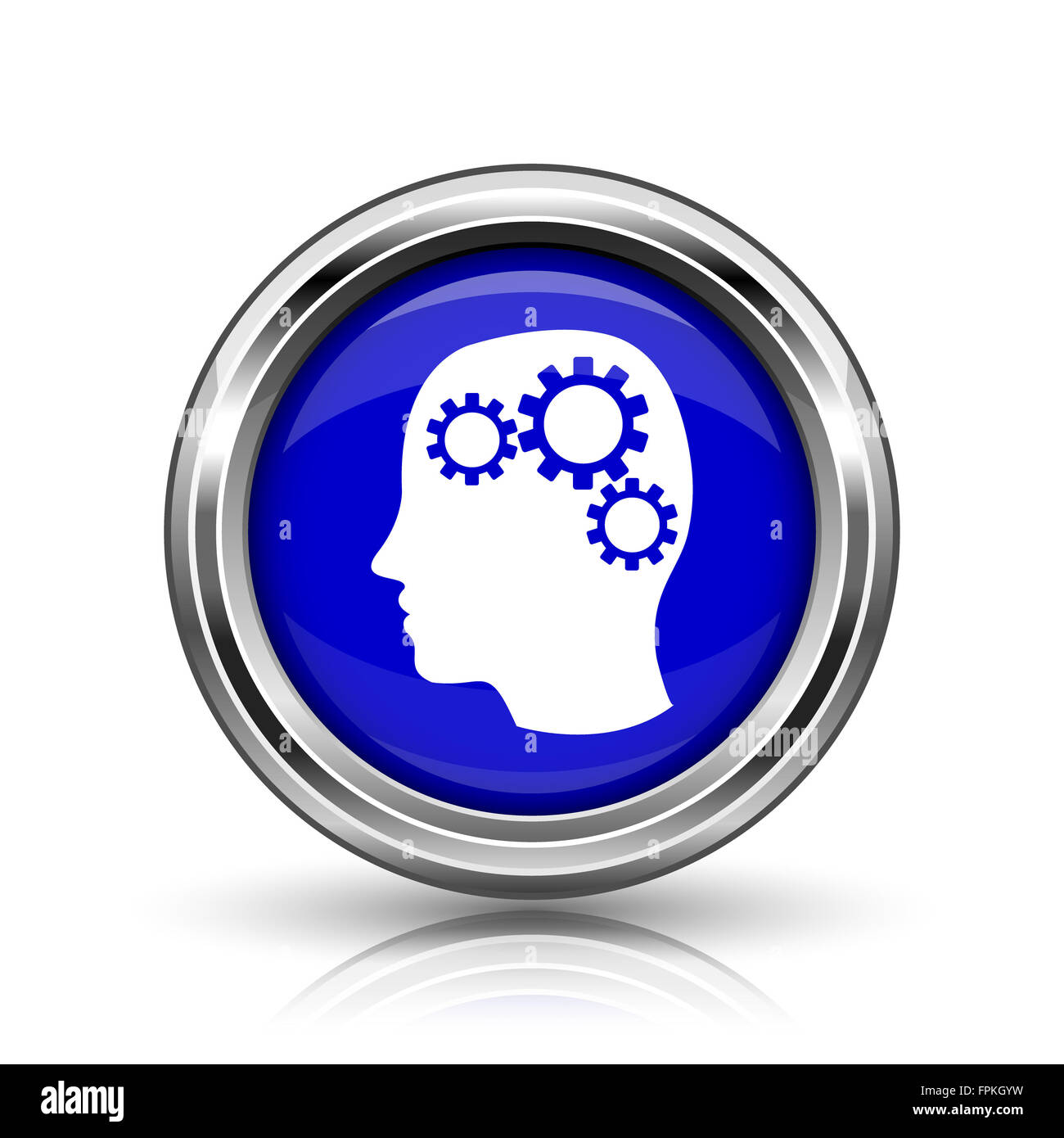 Brain icon. Shiny glossy internet button on white background Stock ...