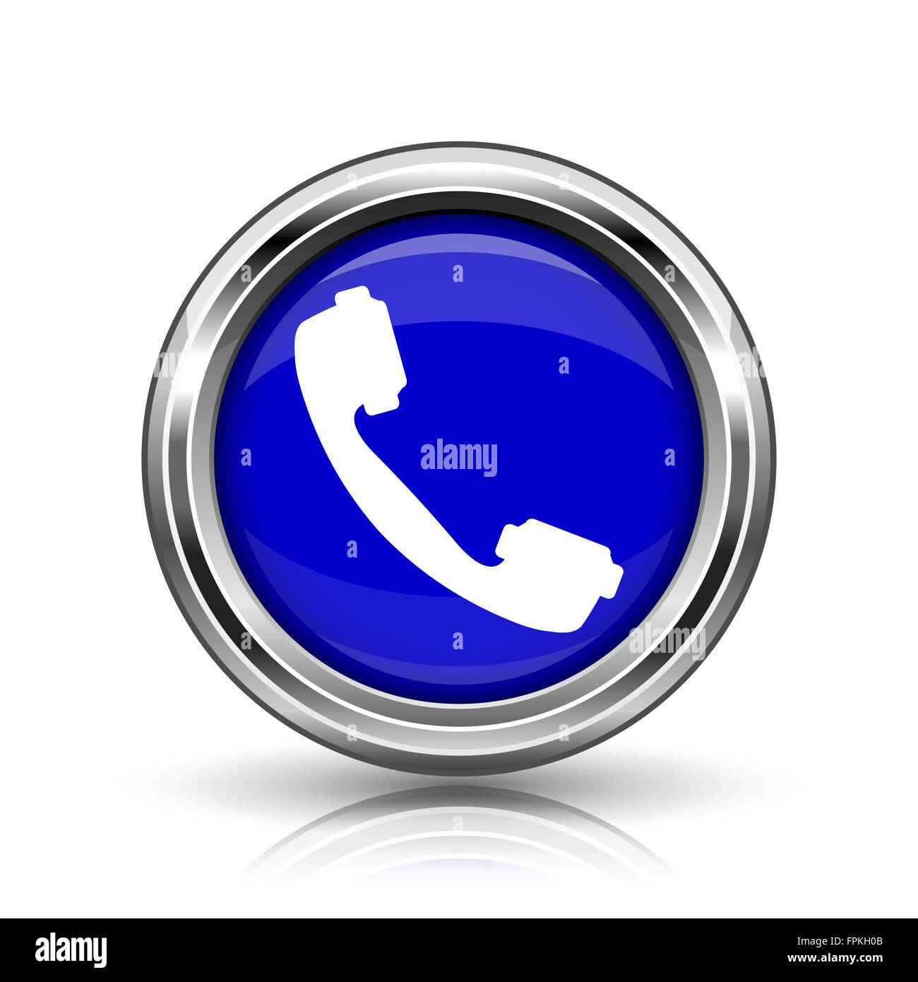 Phone icon. Shiny glossy internet button on white background Stock ...