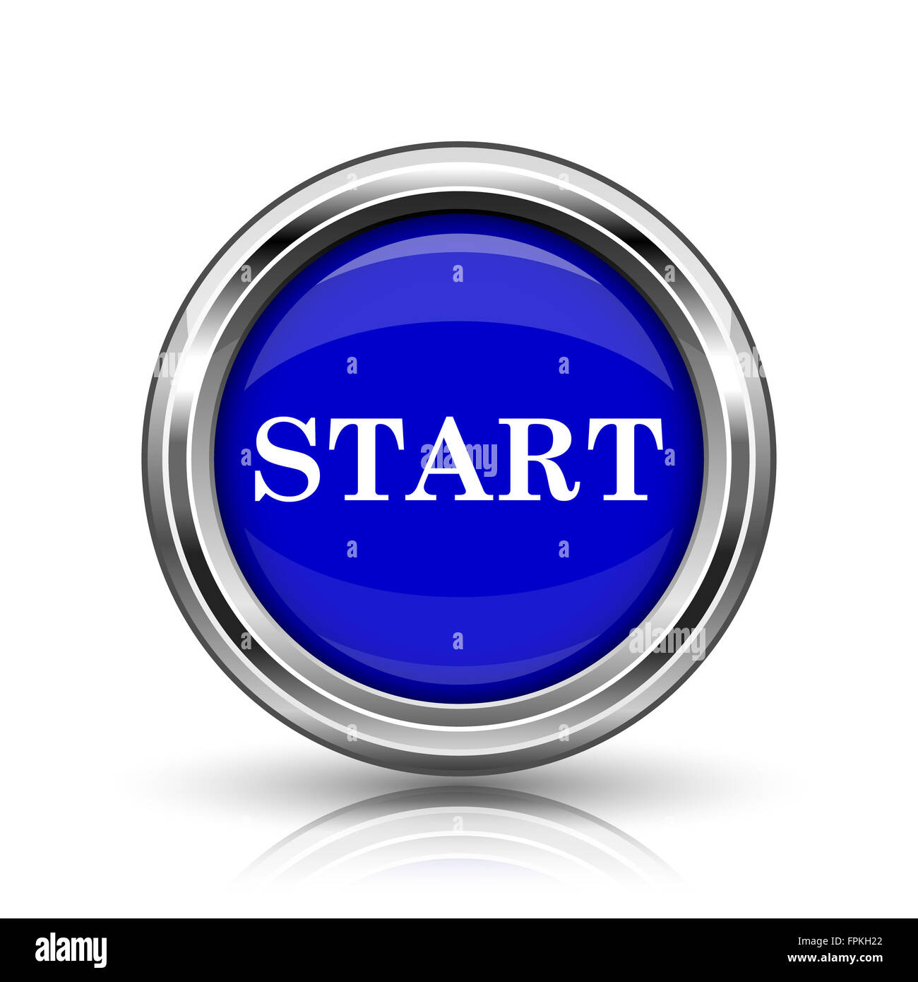 Start icon. Shiny glossy internet button on white background Stock ...