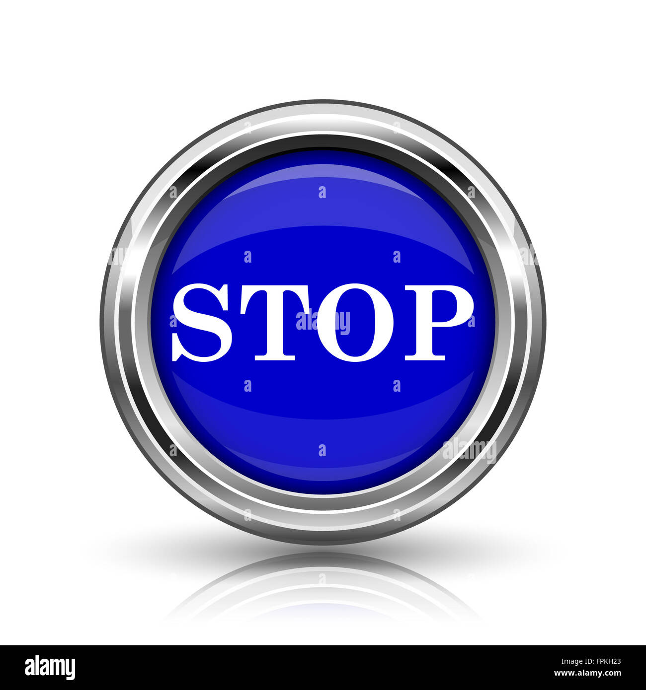 Stop icon. Shiny glossy internet button on white background Stock Photo ...