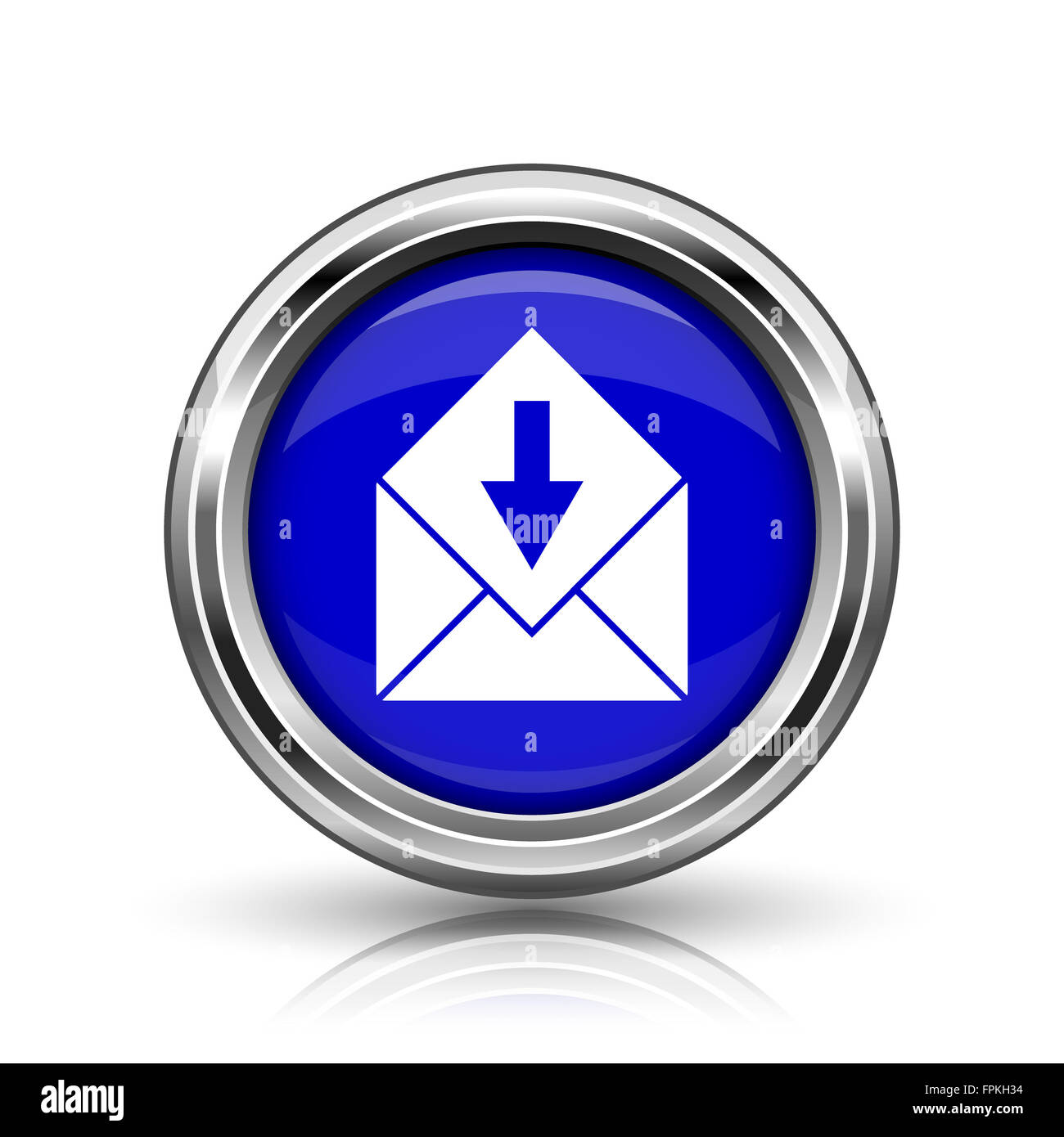 Receive e-mail icon. Shiny glossy internet button on white background ...