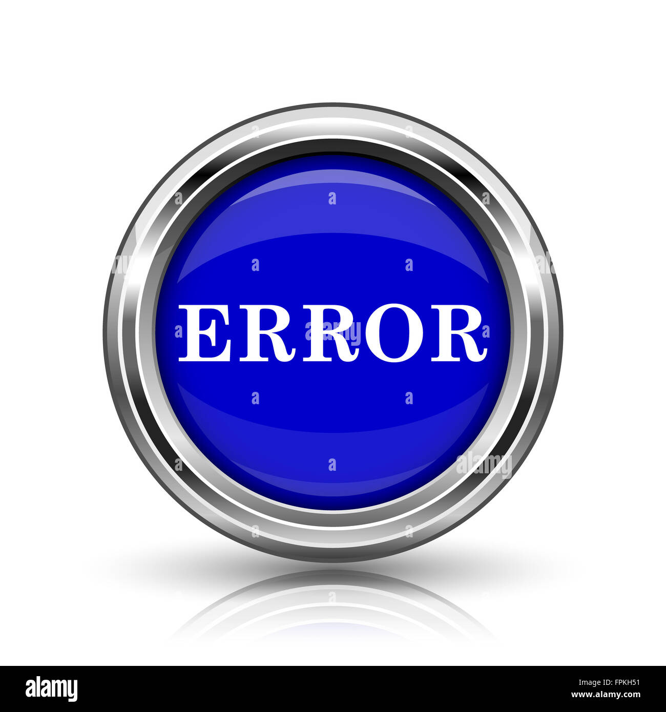 error icon. Shiny glossy internet button on white background Stock ...
