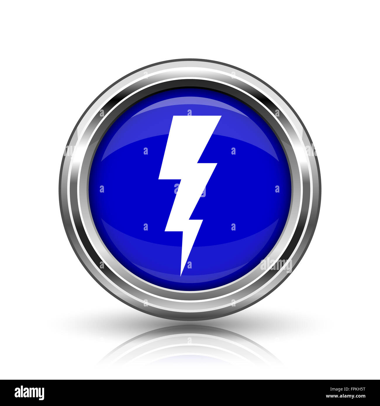 Lightning icon. Shiny glossy internet button on white background Stock ...