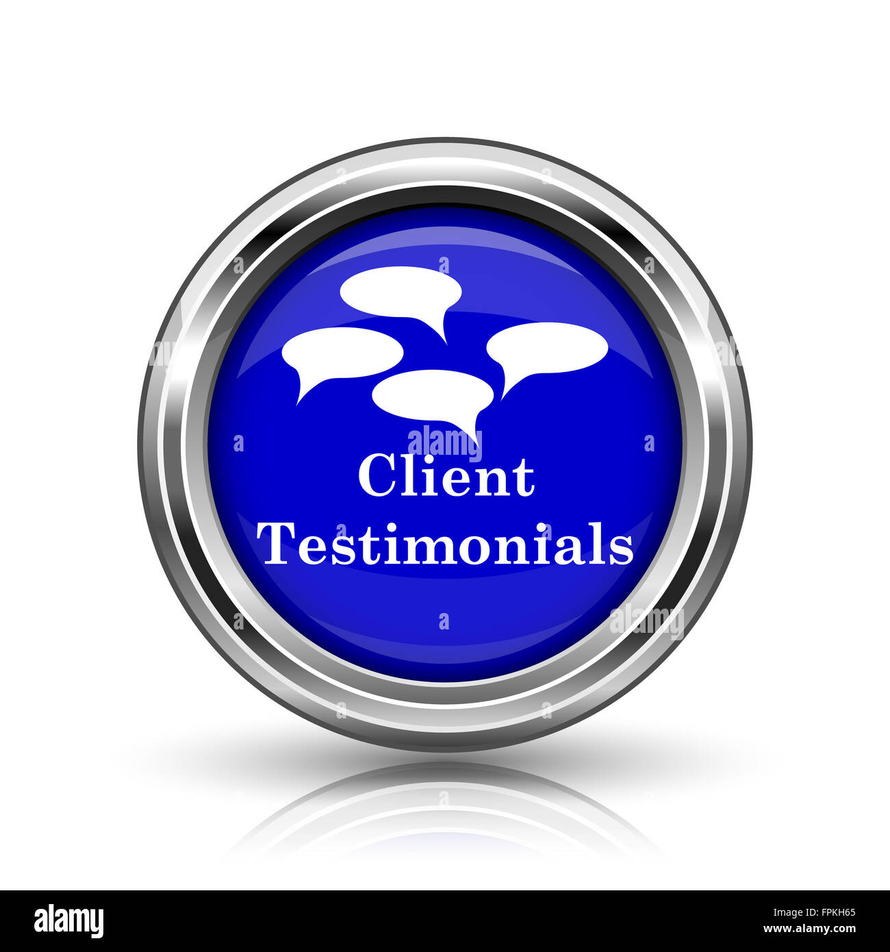 Client testimonials icon. Shiny glossy internet button on white ...
