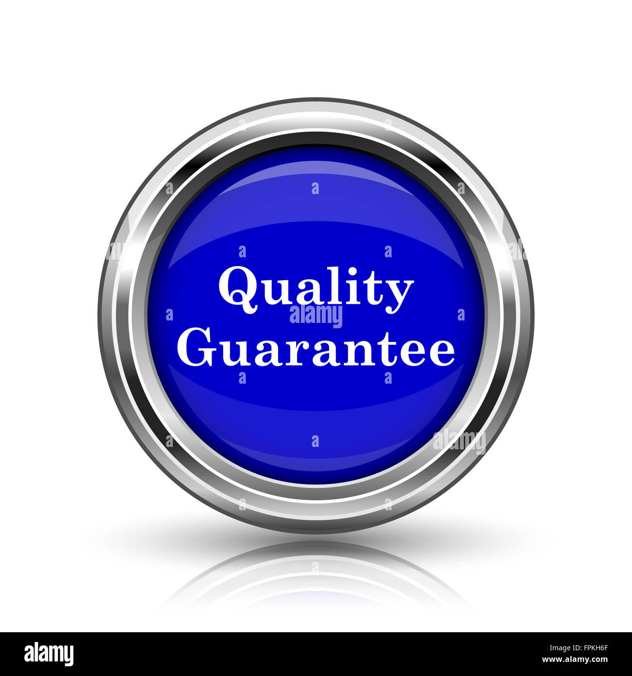 Quality guarantee icon. Shiny glossy internet button on white ...
